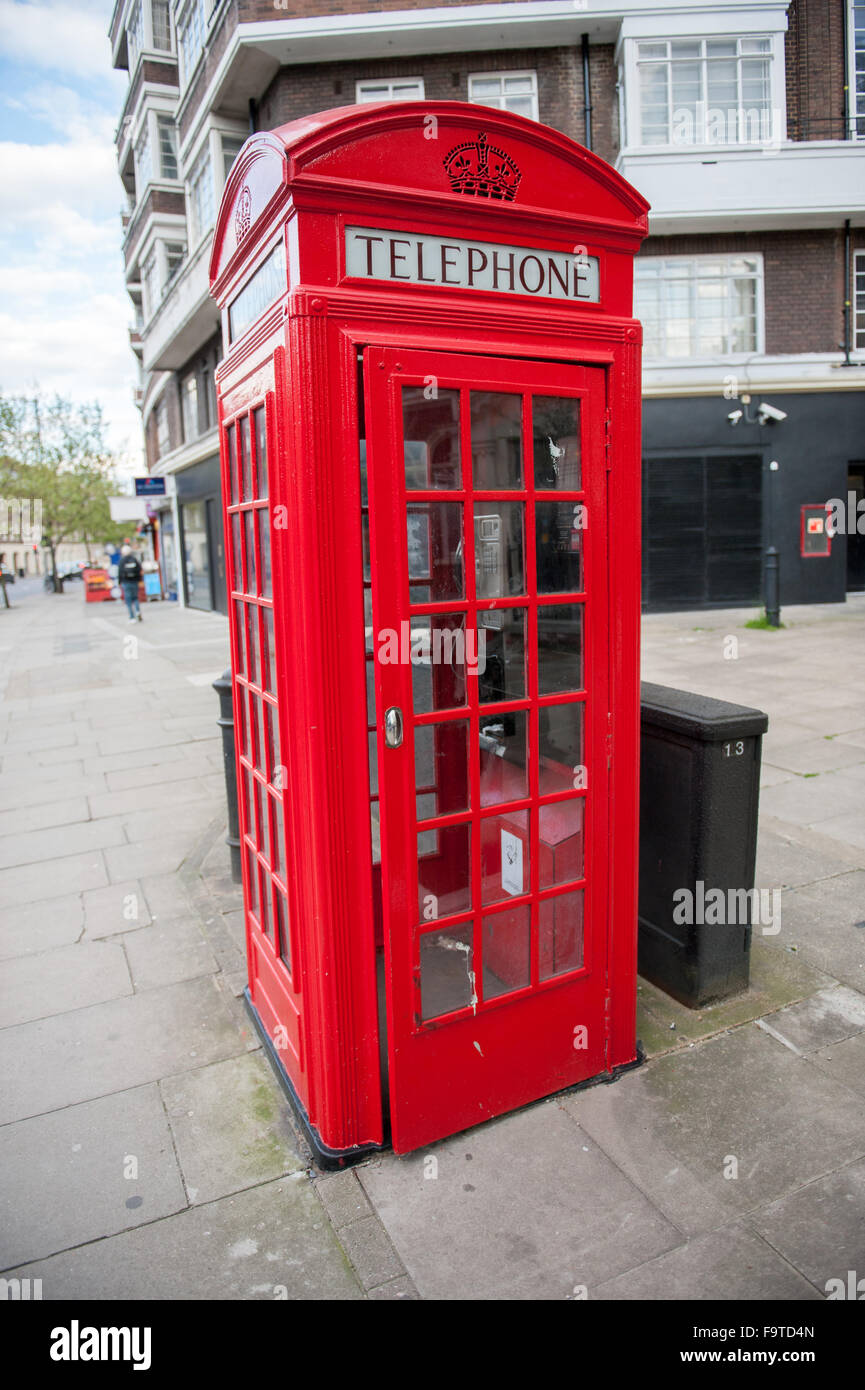 Traditional British red telephone box on street Stock Photo - Alamy