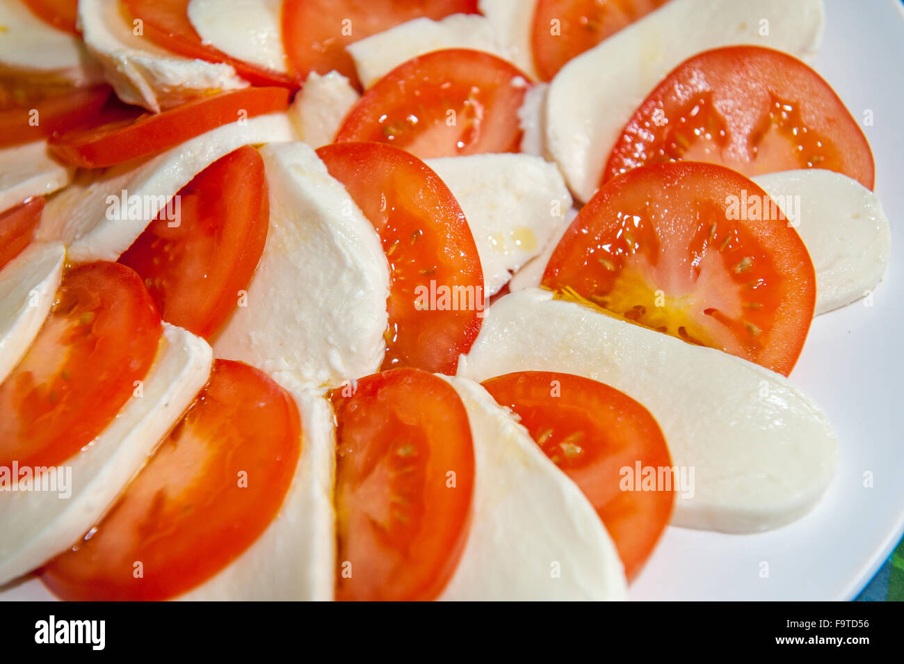 Close up of mozzarella cheese and large tomatoes Stock Photo - Alamy