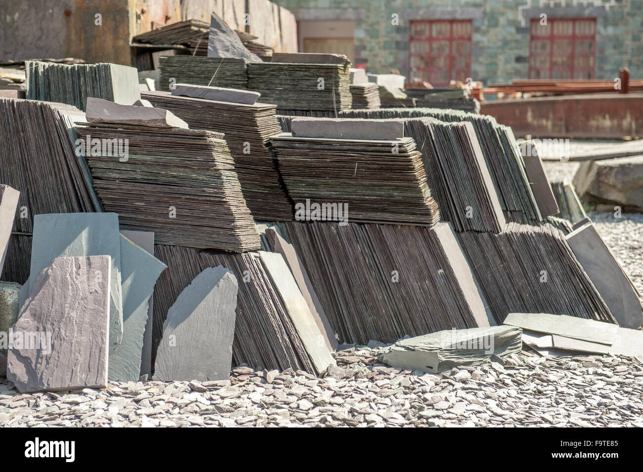 large square slate stock at mine museum in Wales Stock Photo - Alamy