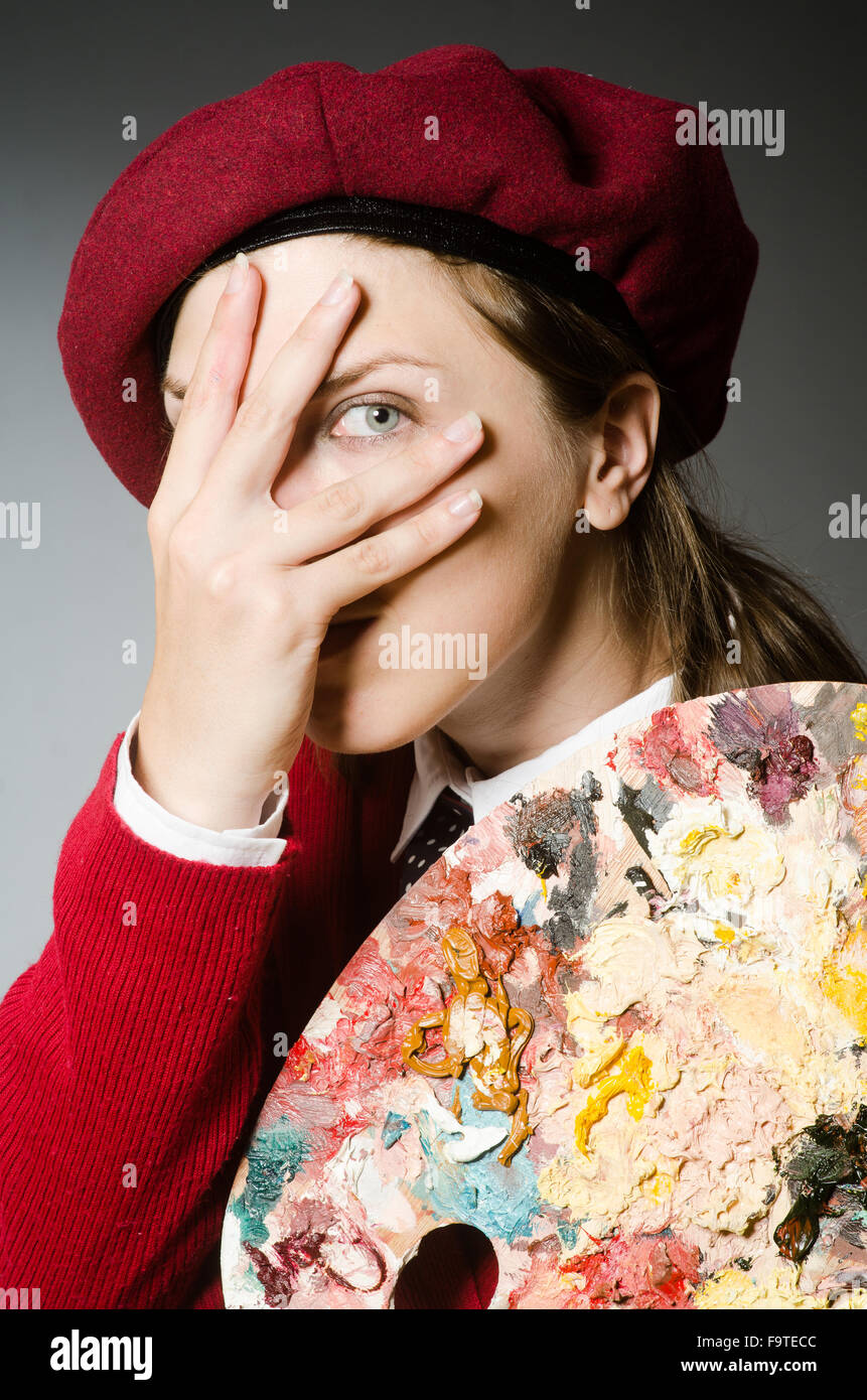 Funny artist working in the studio Stock Photo - Alamy