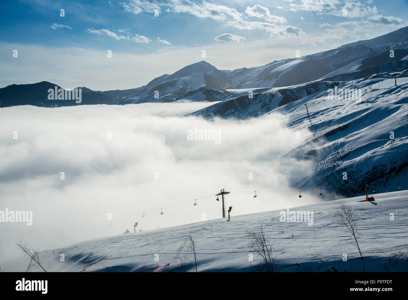 Ski lifts in Shahdag mountain skiing resort Stock Photo - Alamy