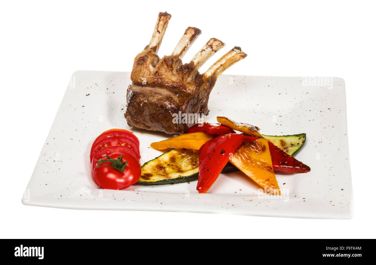 Gourmet Main Entree Course Grilled Lamb steak Stock Photo - Alamy
