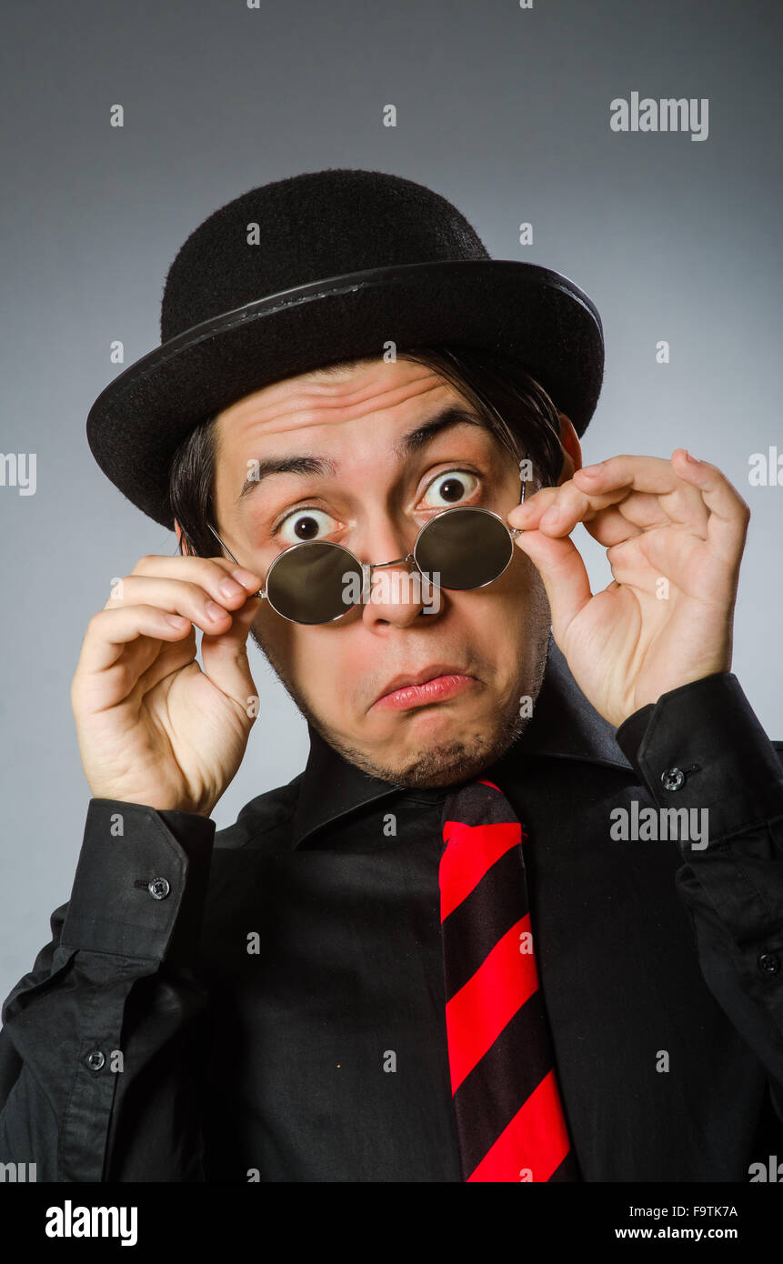 Funny man with vintage hat Stock Photo - Alamy