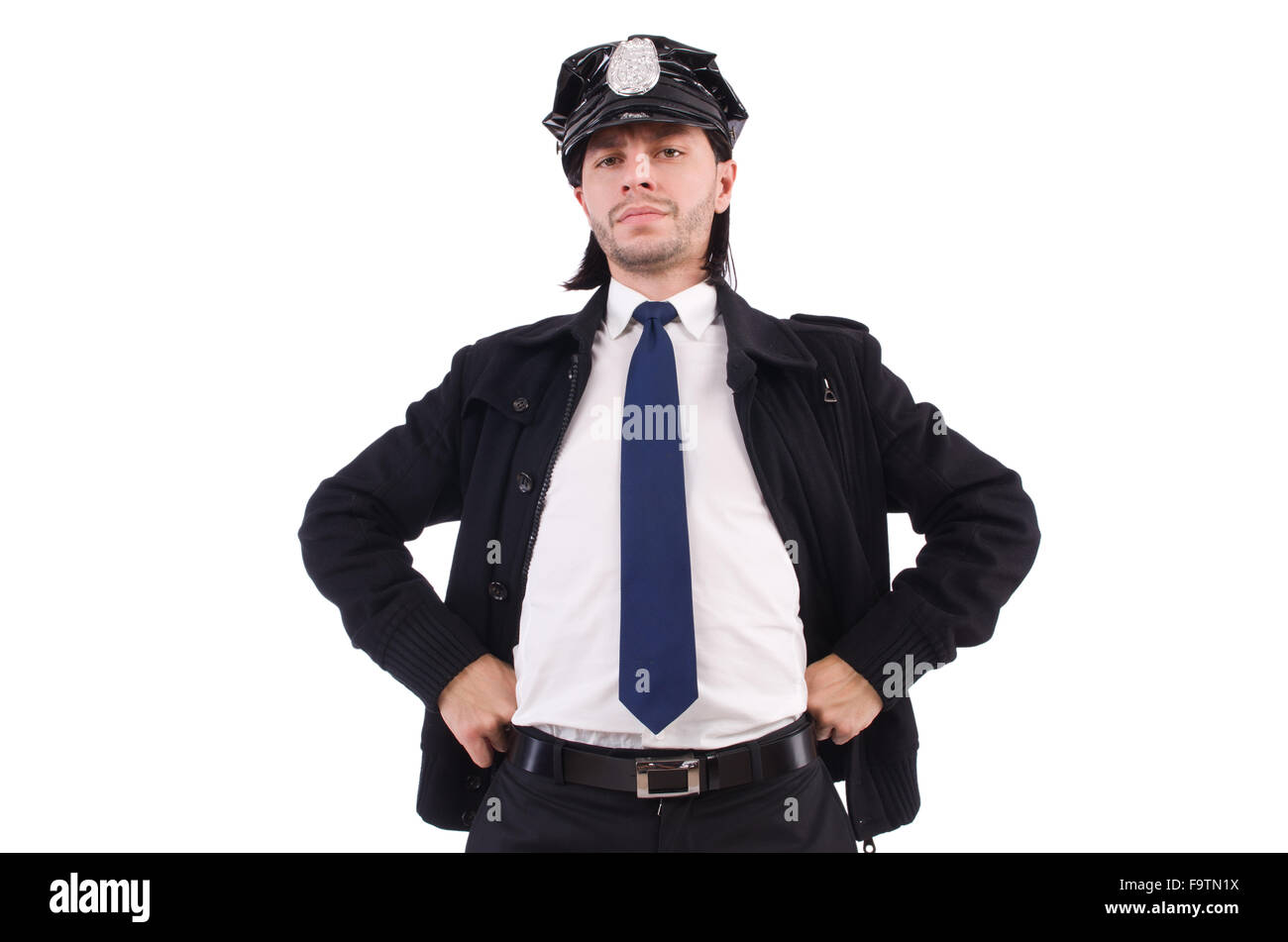 Police officer isolated on white Stock Photo - Alamy
