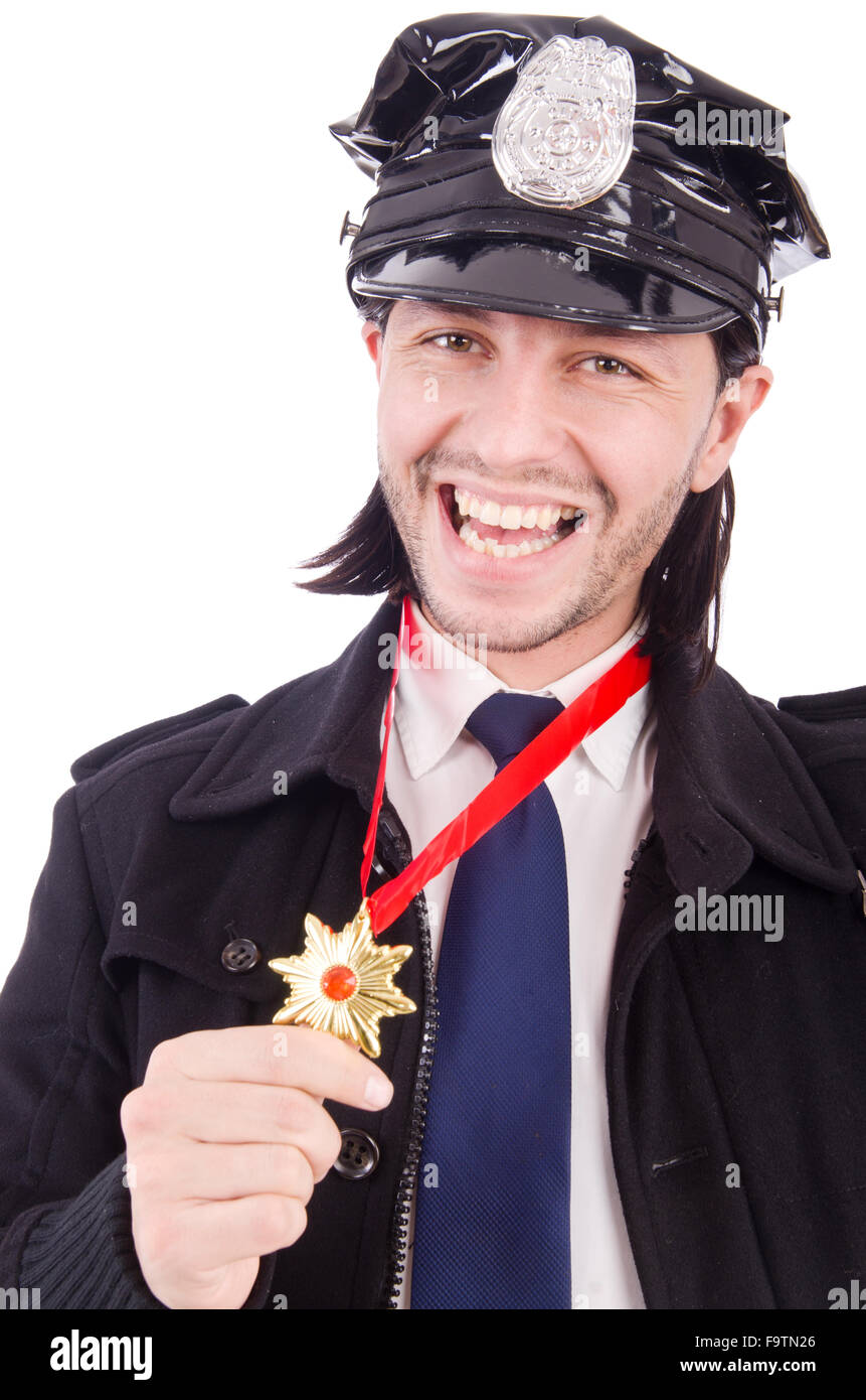 Police officer isolated on white Stock Photo - Alamy