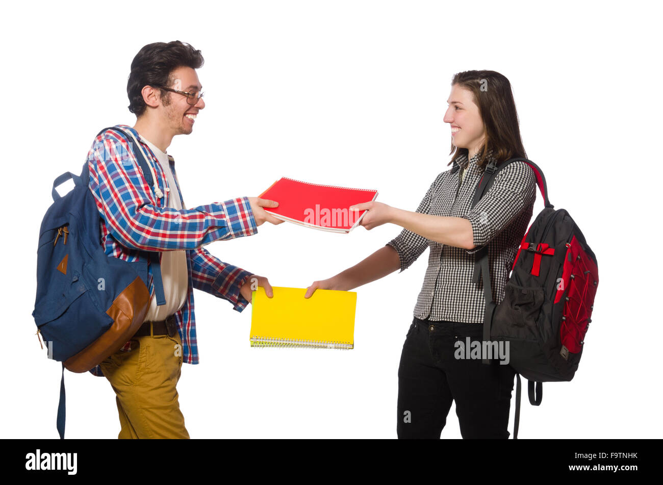 Pair of students isolated on white Stock Photo - Alamy