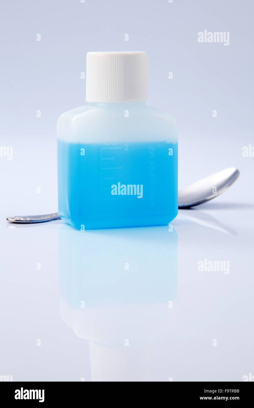 liquid medicine in the plastic bottle Stock Photo - Alamy