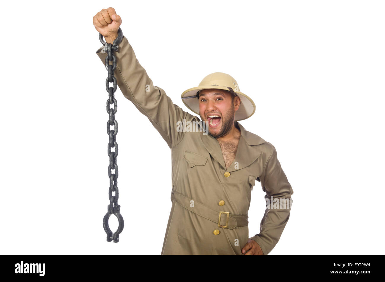 Man with chain isolated on white Stock Photo - Alamy