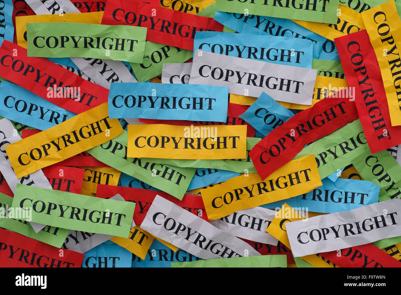 Copyright concept. Colorful pieces of paper with word Copyright Stock ...
