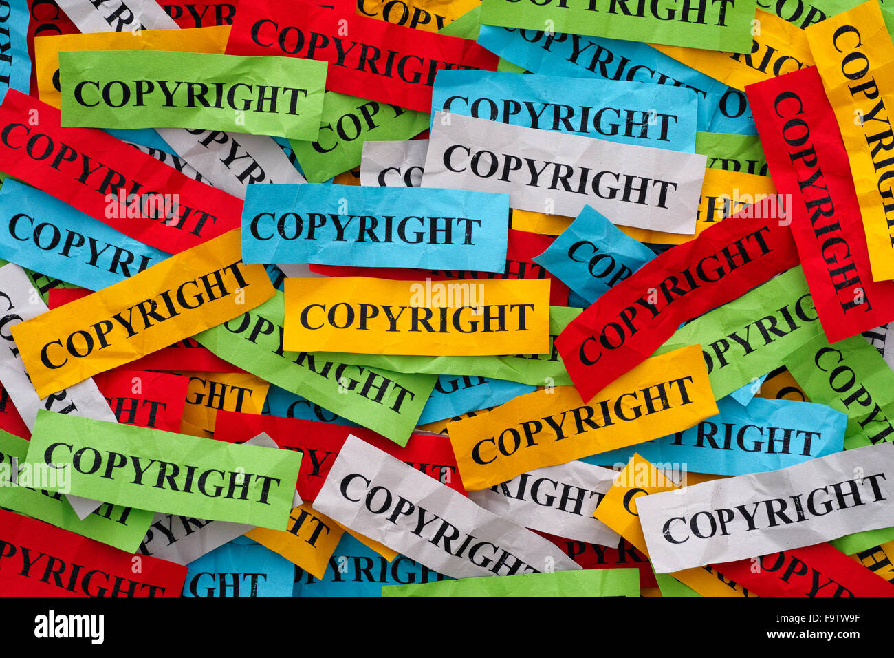 Copyright concept. Colorful pieces of paper with word Copyright Stock ...