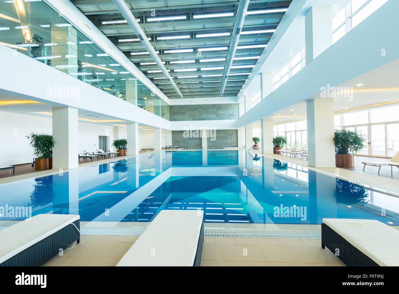Indoor swimming pool in healthy concept Stock Photo - Alamy