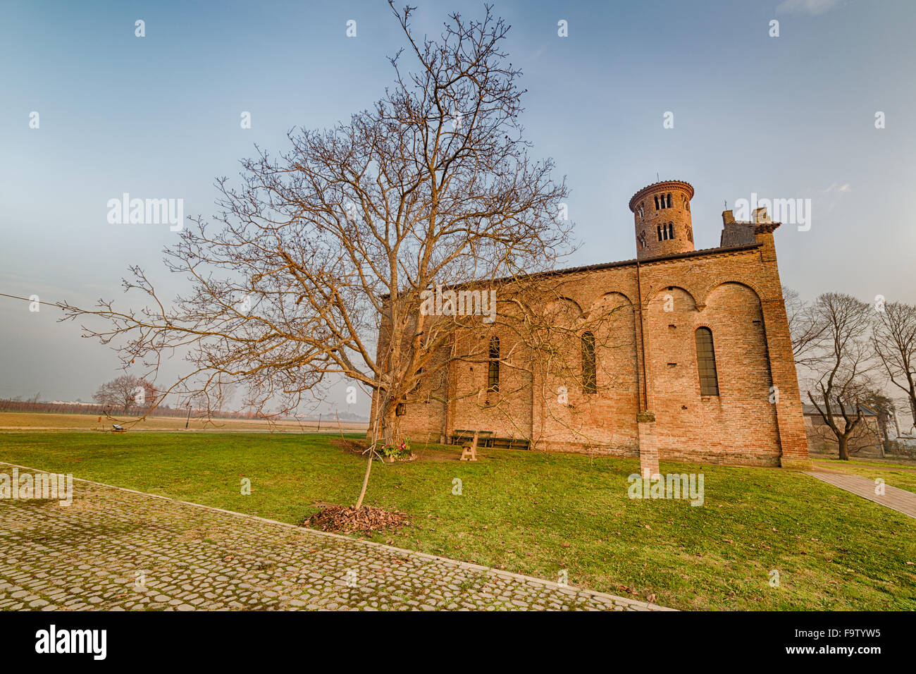 Ancient brick walls of an old Catholic church with one of the oldest ...