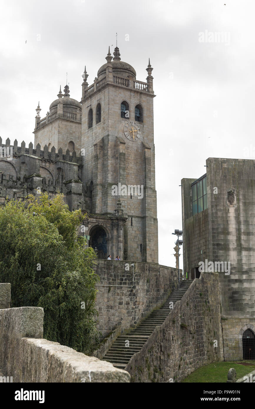 Panoramic view of the Porto Cathedral (Se Porto) - Portugal Stock Photo ...