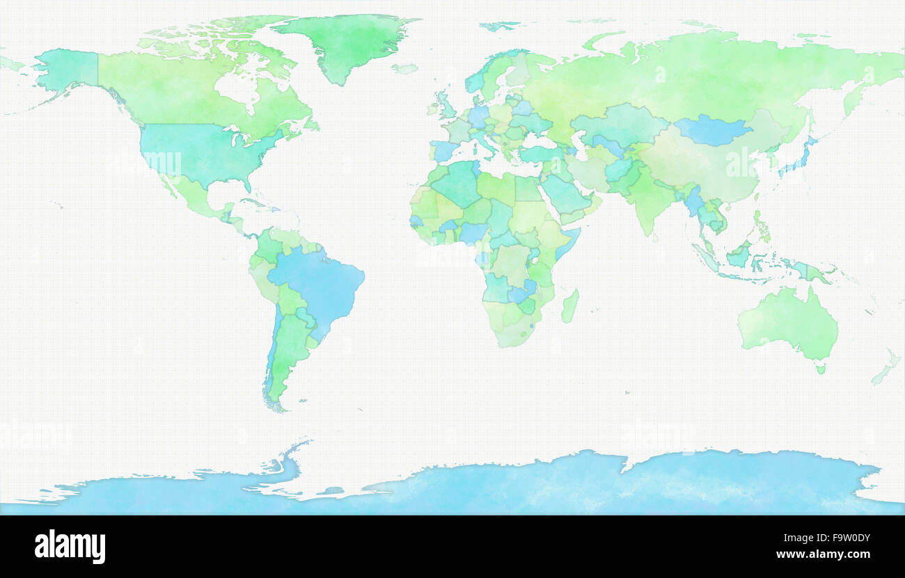 World map, hand drawn with brush strokes, States borders Stock Photo ...