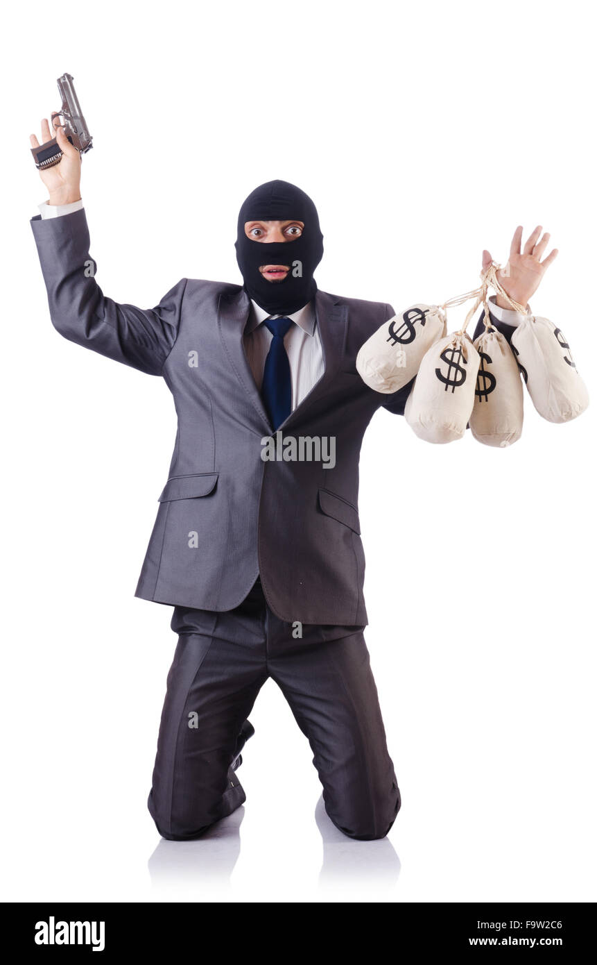 Criminal man isolated on the white Stock Photo - Alamy