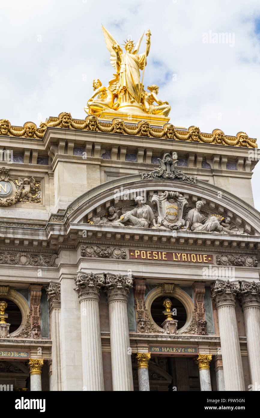 Architectural details of Opera National de Paris: Front Facade. Grand ...