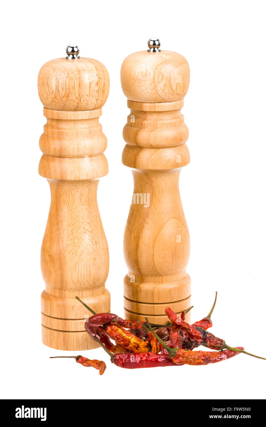 Pepper mills isolated Stock Photo - Alamy
