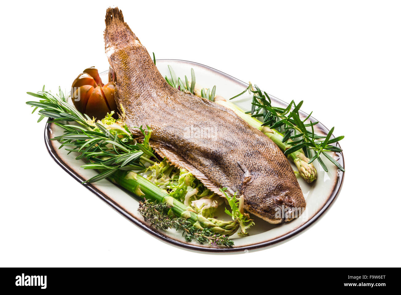 Fish Dover sole roasted Stock Photo - Alamy
