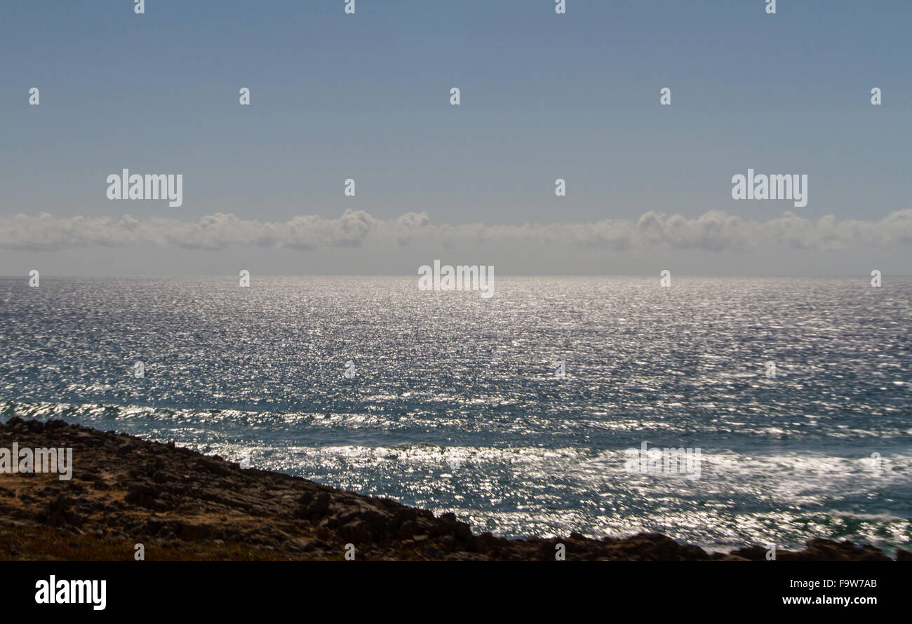 The waves fighting about deserted rocky coast of Atlantic ocean ...