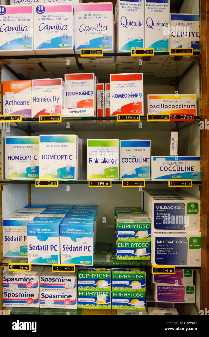 Drugstore. Homeopathic medicine Stock Photo - Alamy