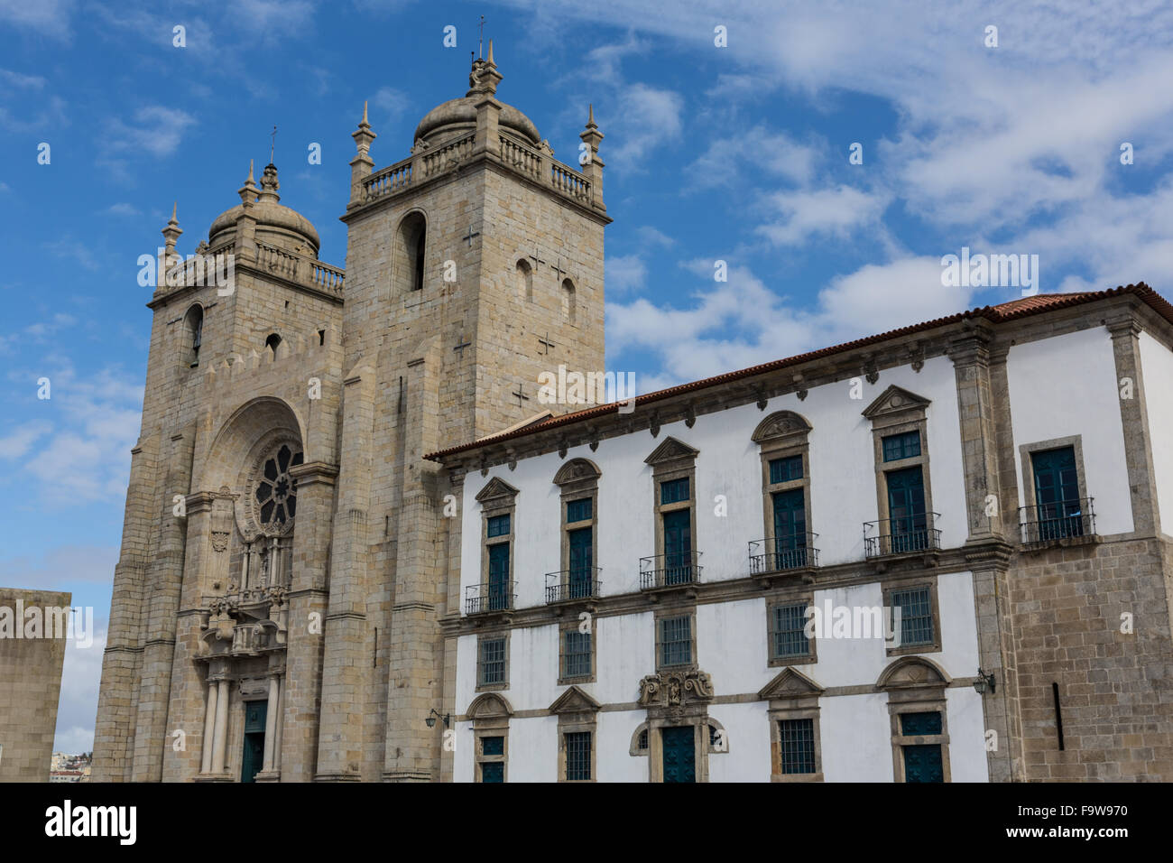 Panoramic view of the Porto Cathedral (Se Porto) - Portugal Stock Photo ...