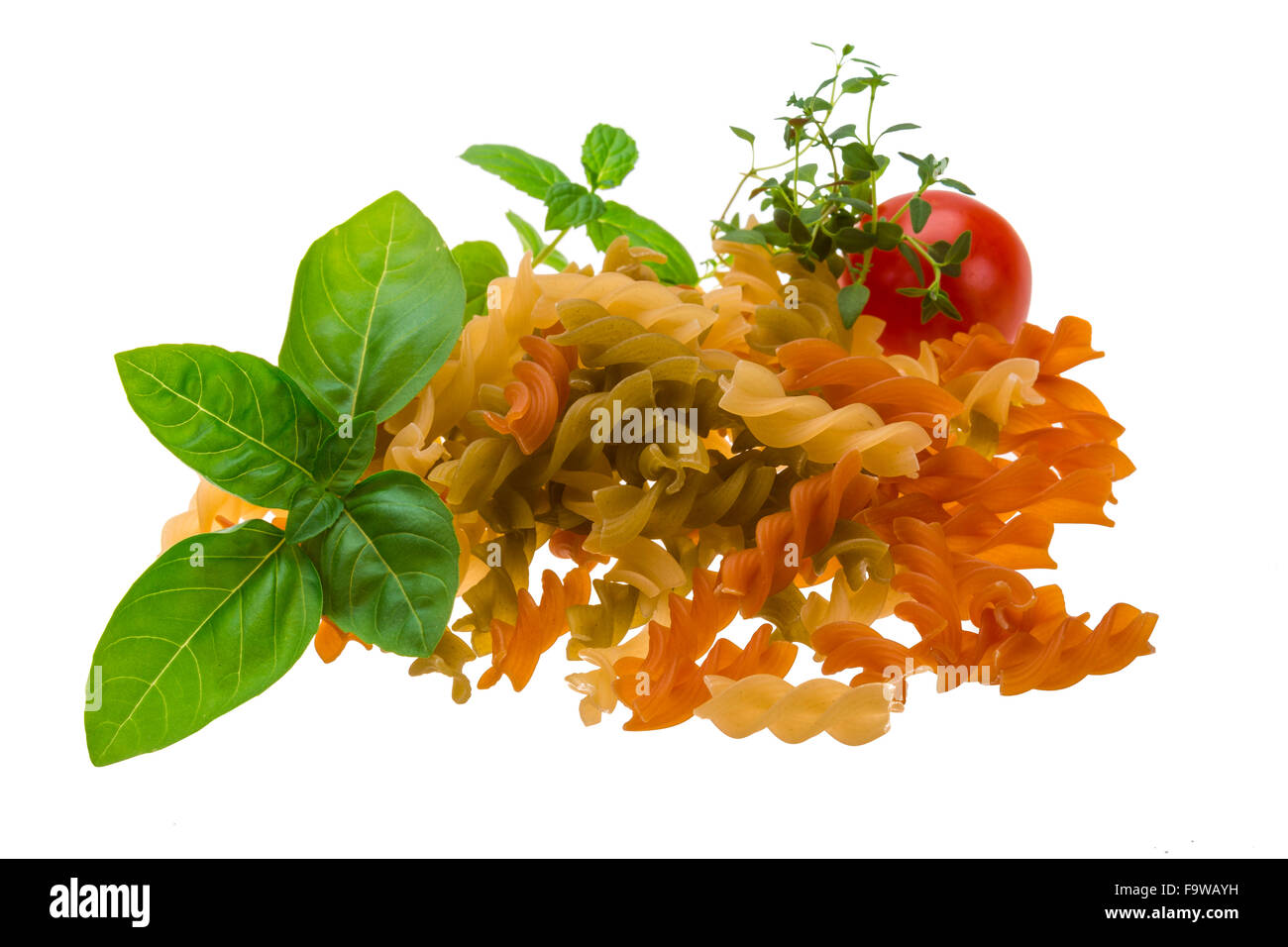 Variety color spiral macaroni isolated Stock Photo - Alamy