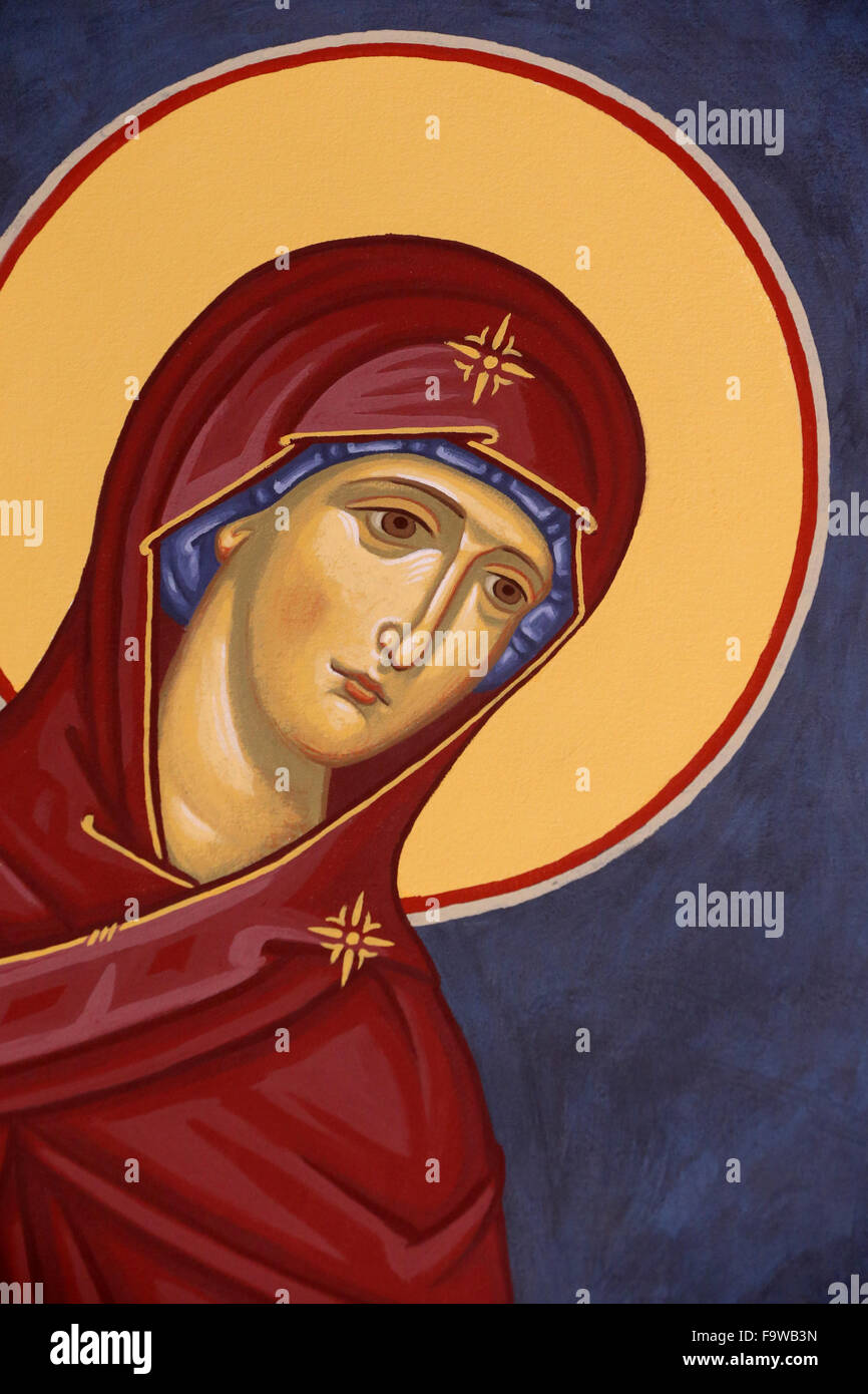 Saint-Antoine-le-Grand orthodox monastery. Icon of Virgin Mary Stock ...