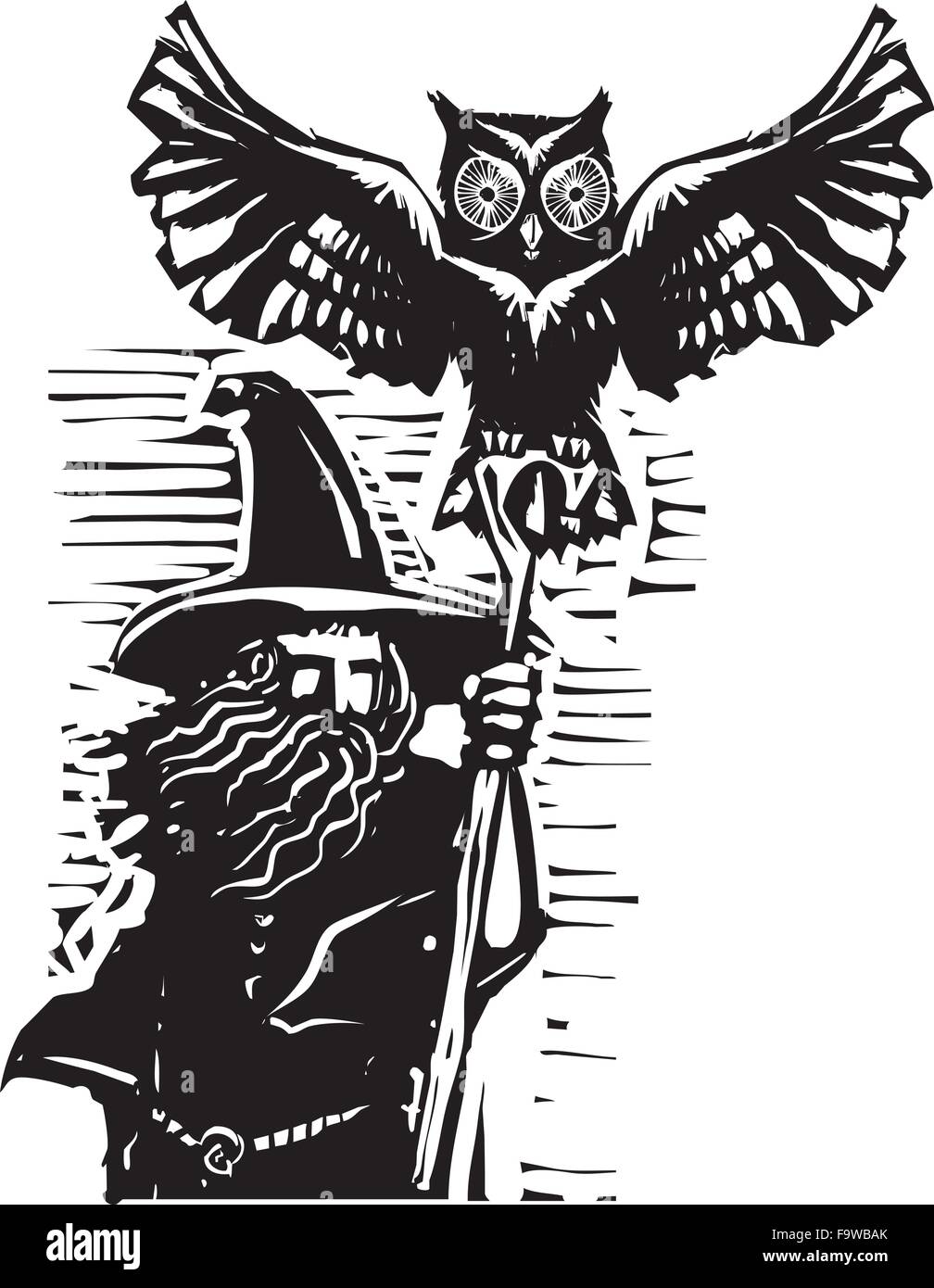 Wizard Holding Staff Drawing