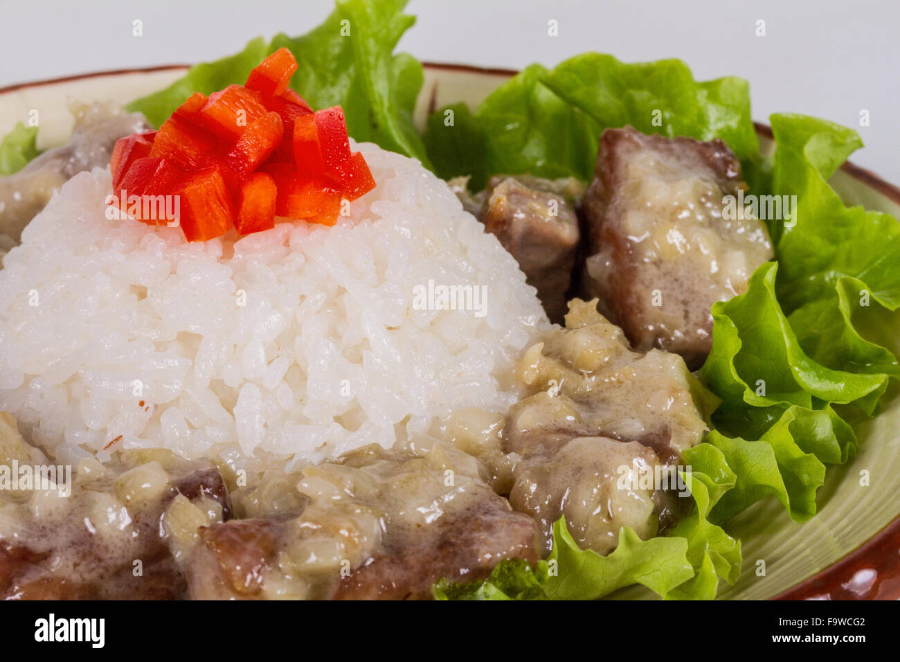 Rice and pork japanese style Stock Photo - Alamy