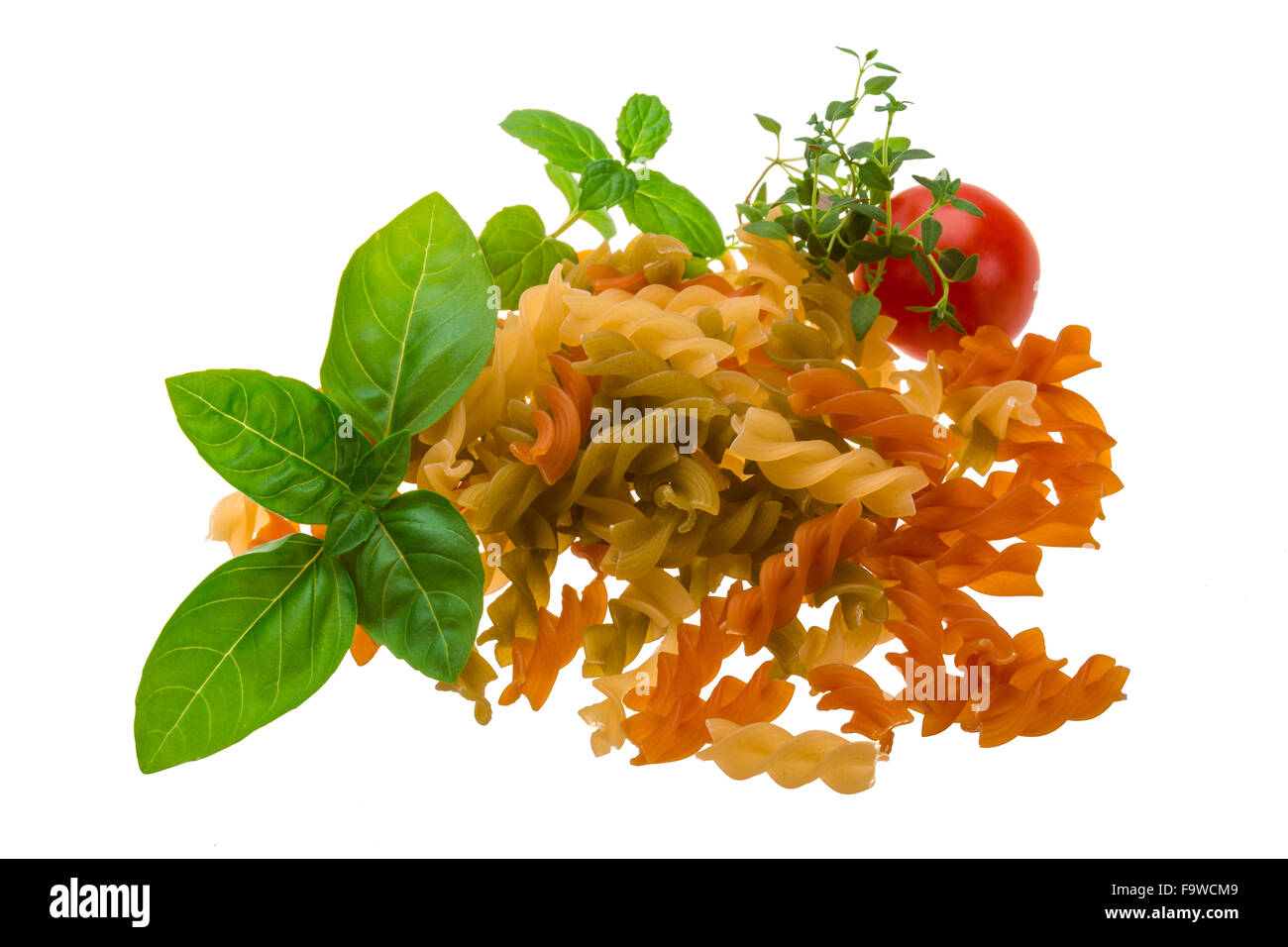 Variety color spiral macaroni isolated Stock Photo - Alamy