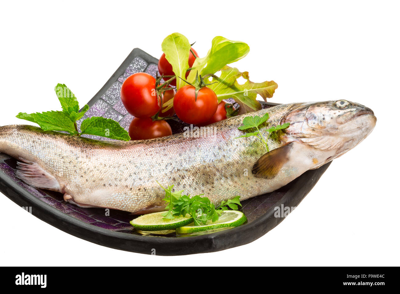 Fresh raw rainbow trout Stock Photo - Alamy