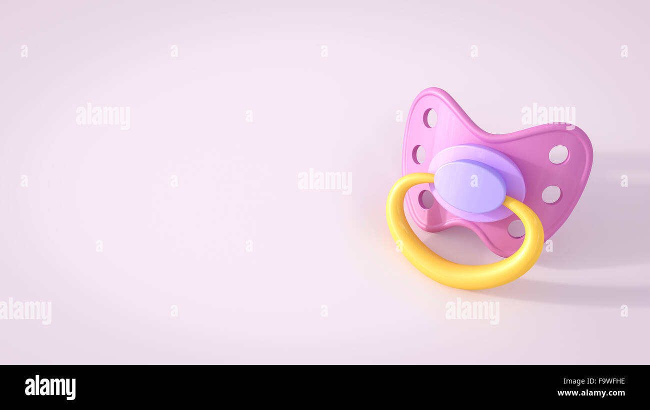 Pink pacifier on pink background, 3D Rendering Stock Photo - Alamy