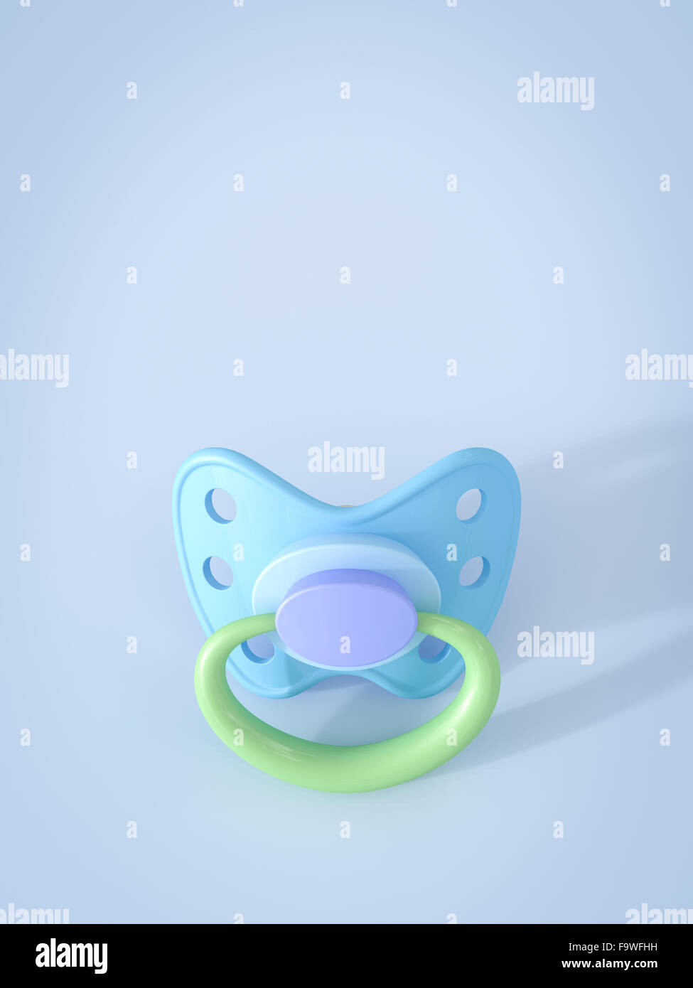 Blue pacifier on light blue ground, 3D Rendering Stock Photo - Alamy