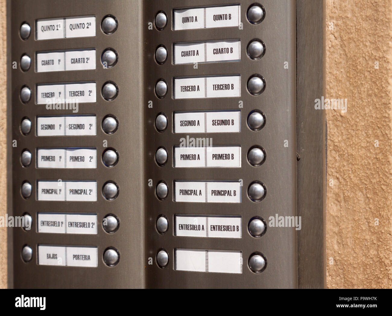 Close-up of building intercom with apartment numbers Stock Photo - Alamy