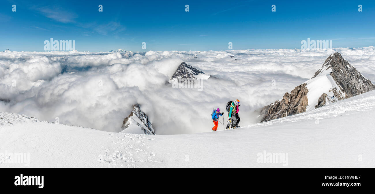 Switzerland, Western Bernese Alps, mountaineers in Balmhorn region ...