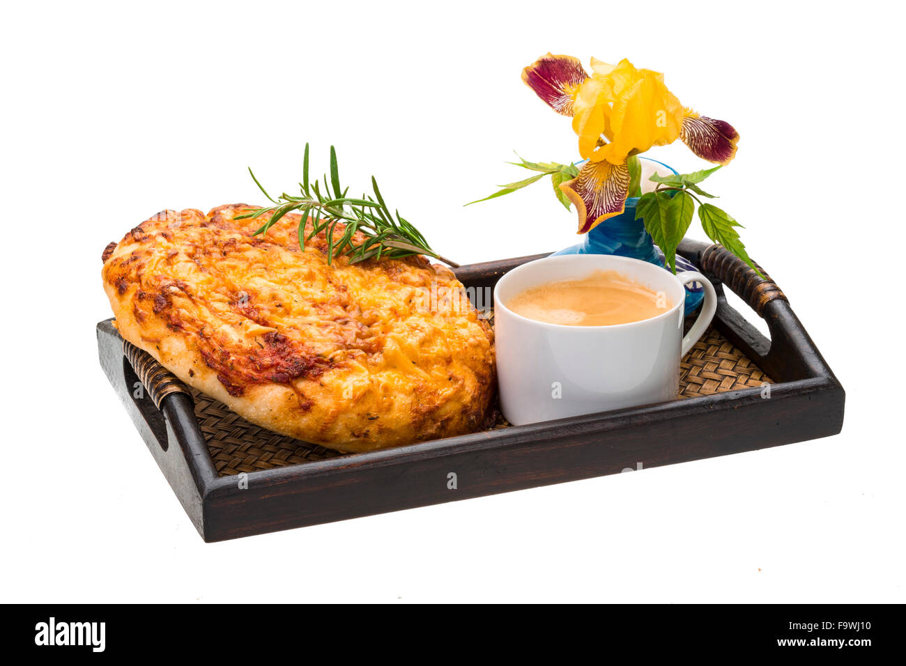 Breakfast with coffee and ciabatta isolated Stock Photo - Alamy