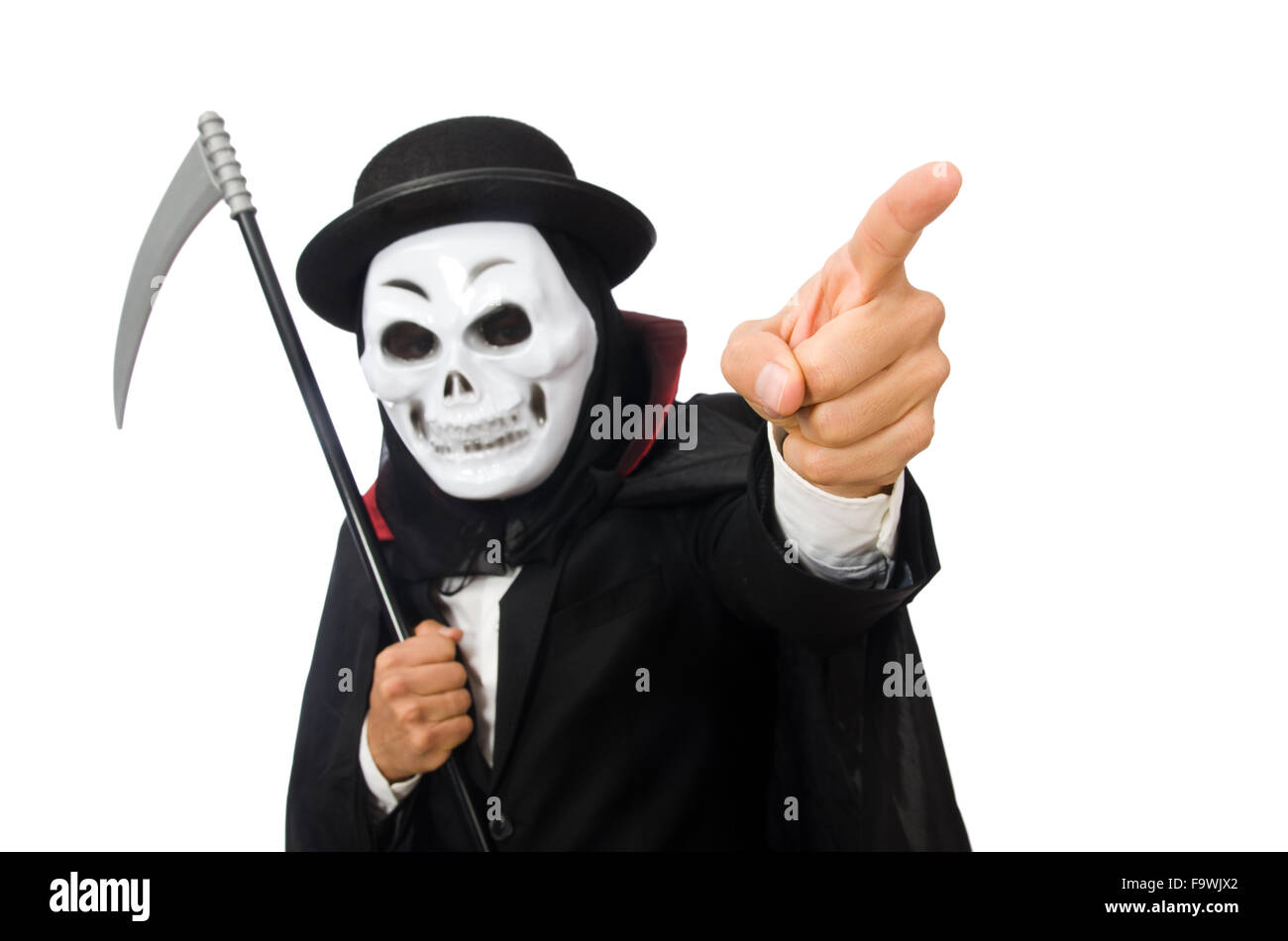 Man with scary mask isolated on white Stock Photo - Alamy