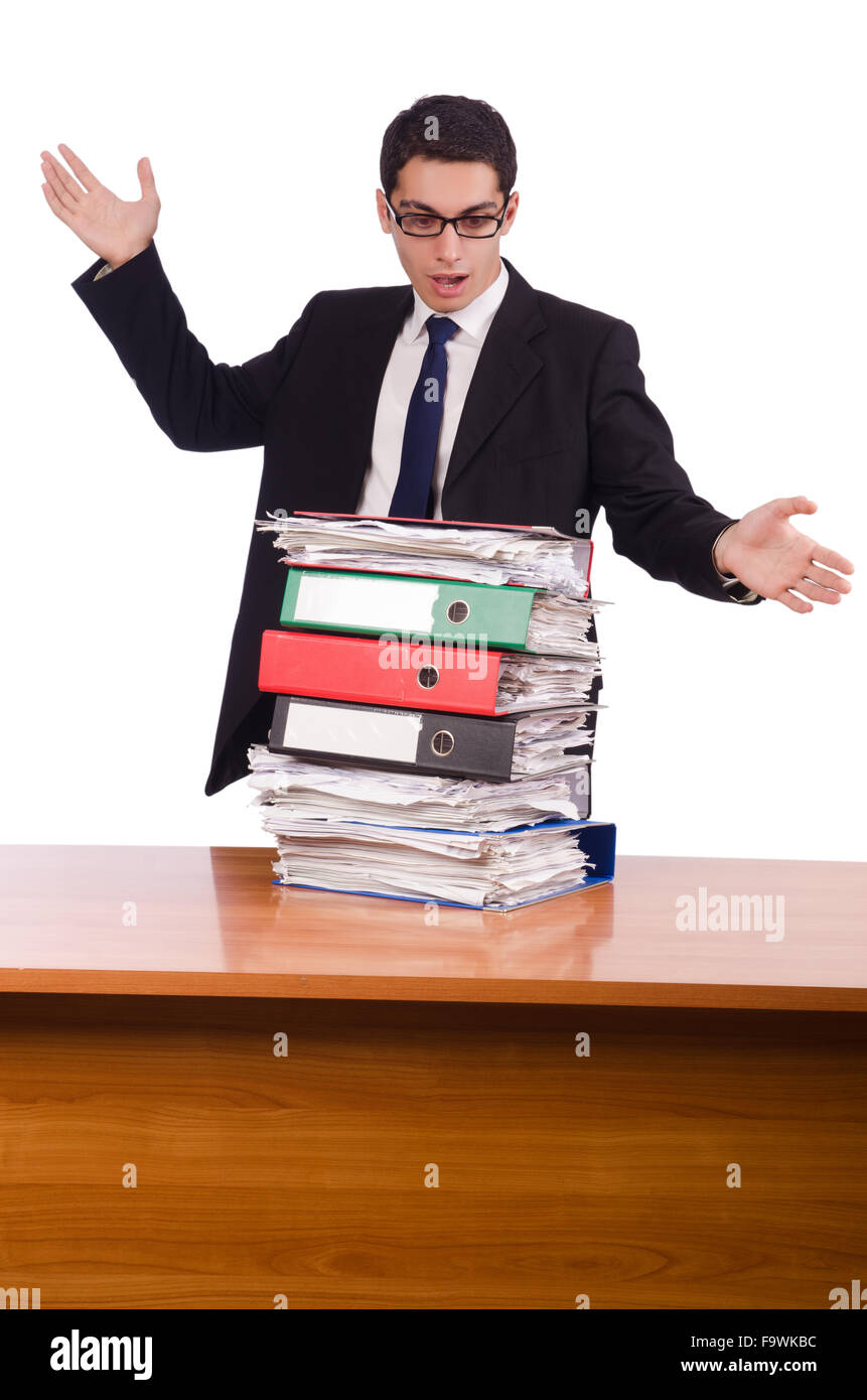 Busy businessman under work stress Stock Photo - Alamy