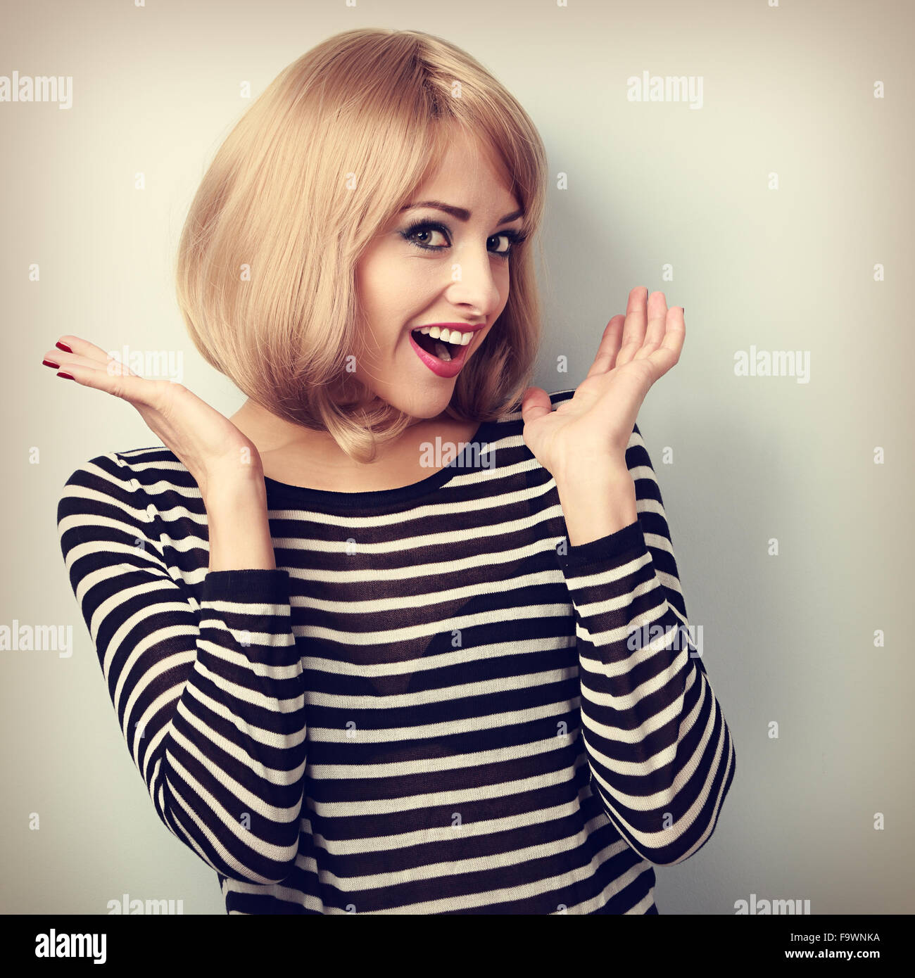 Excited lady vintage hi-res stock photography and images - Alamy