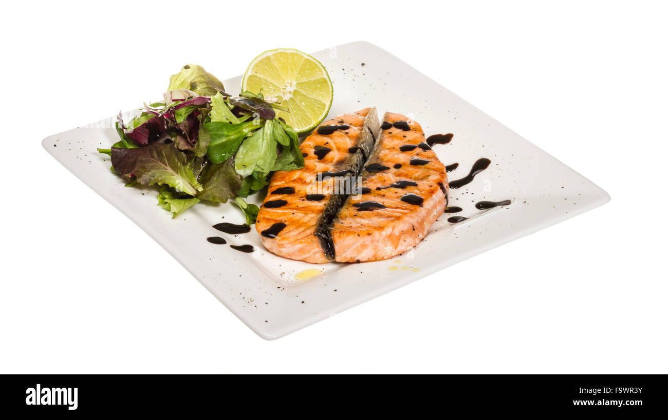 savory fish portion : roasted norwegian salmon fillet garnished with ...