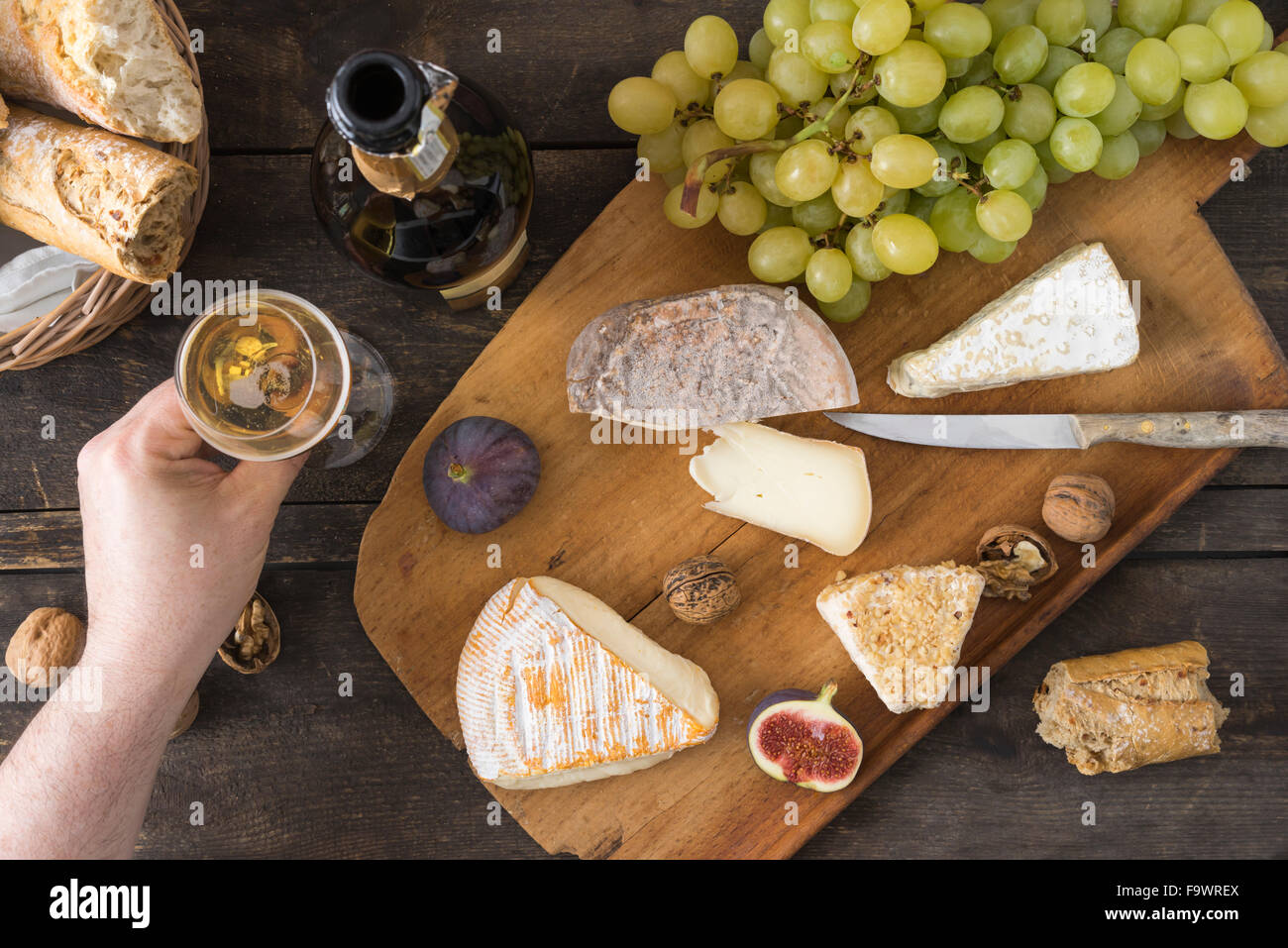 Cheese platter with camembert, walnut cheese, gorgonzola, taleggio and ...