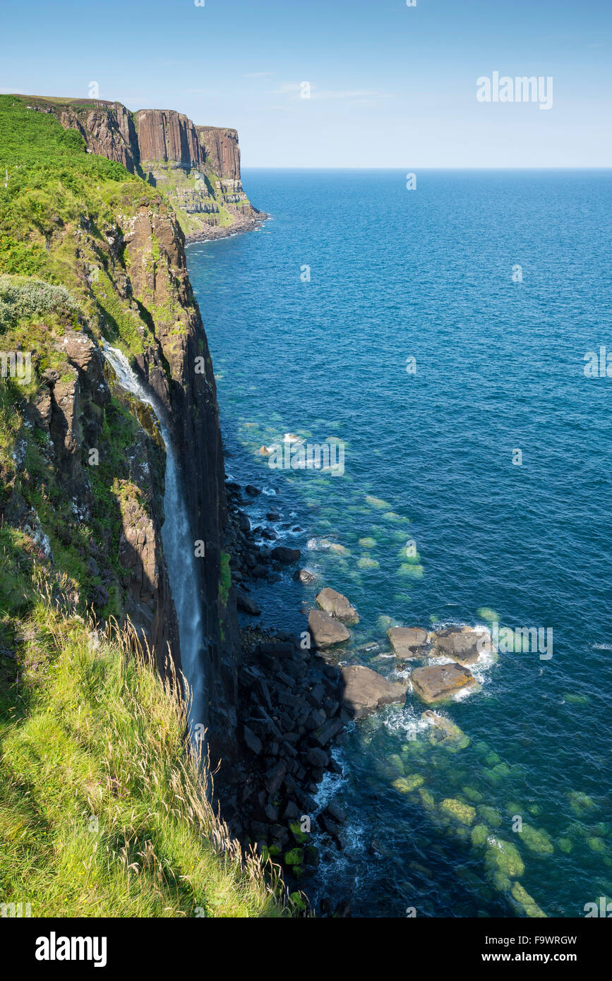 Scotland, Isle of Skye, cliff Kilt Rock and Mealt waterfall Stock Photo ...