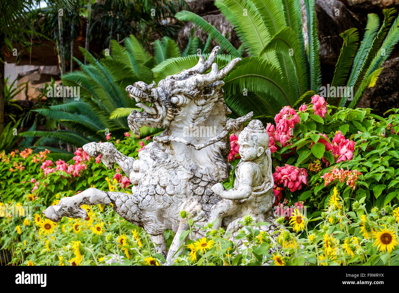 Thai style flower garden Stock Photo - Alamy