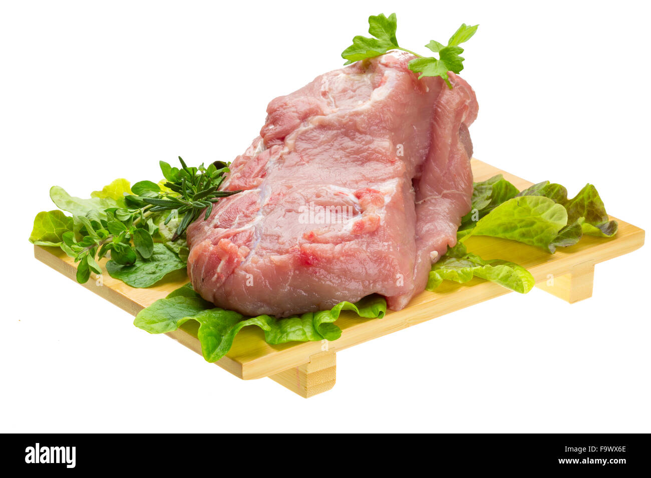 Raw pork meat with herbs and spices Stock Photo - Alamy