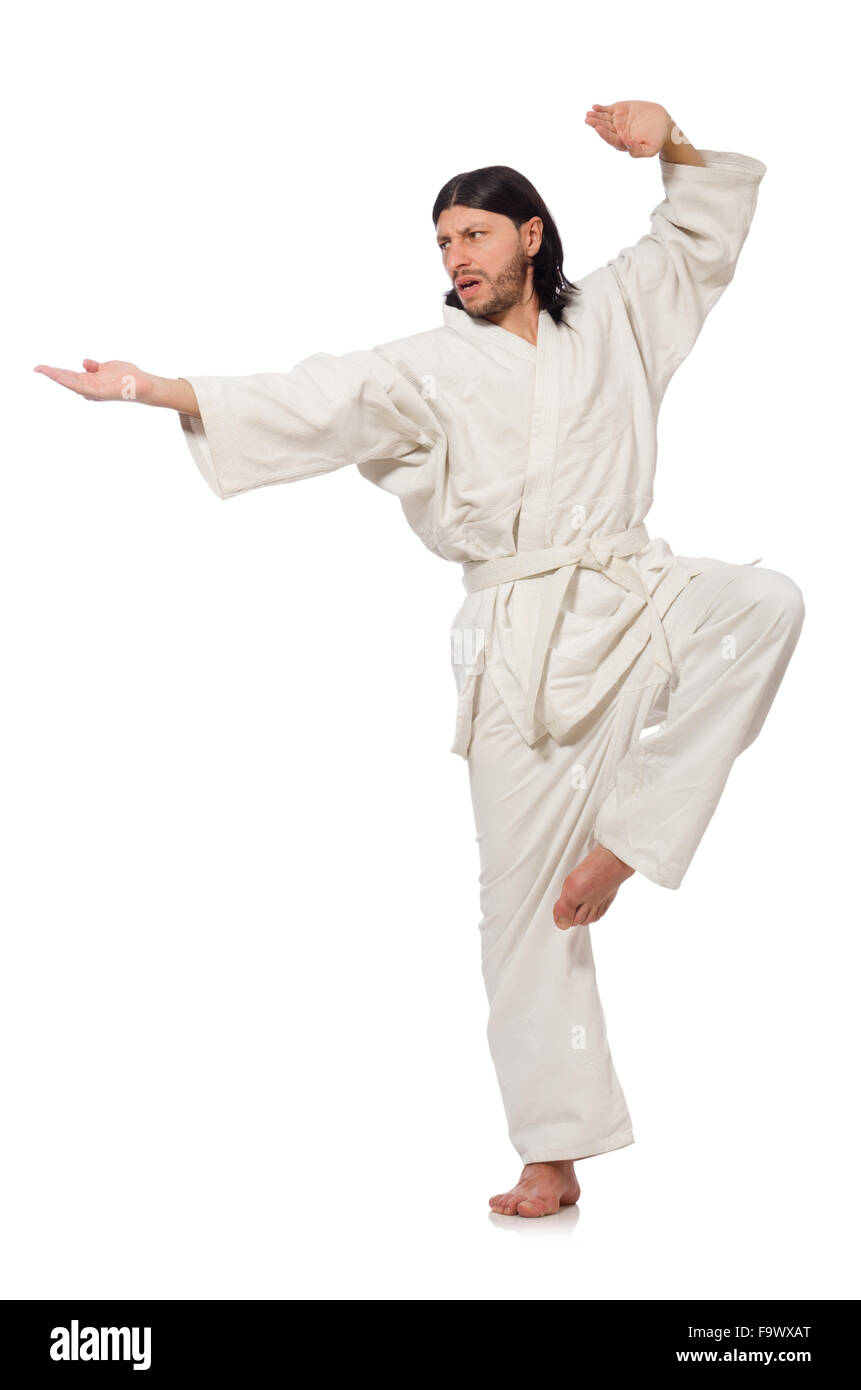 Karate fighter isolated on white Stock Photo - Alamy