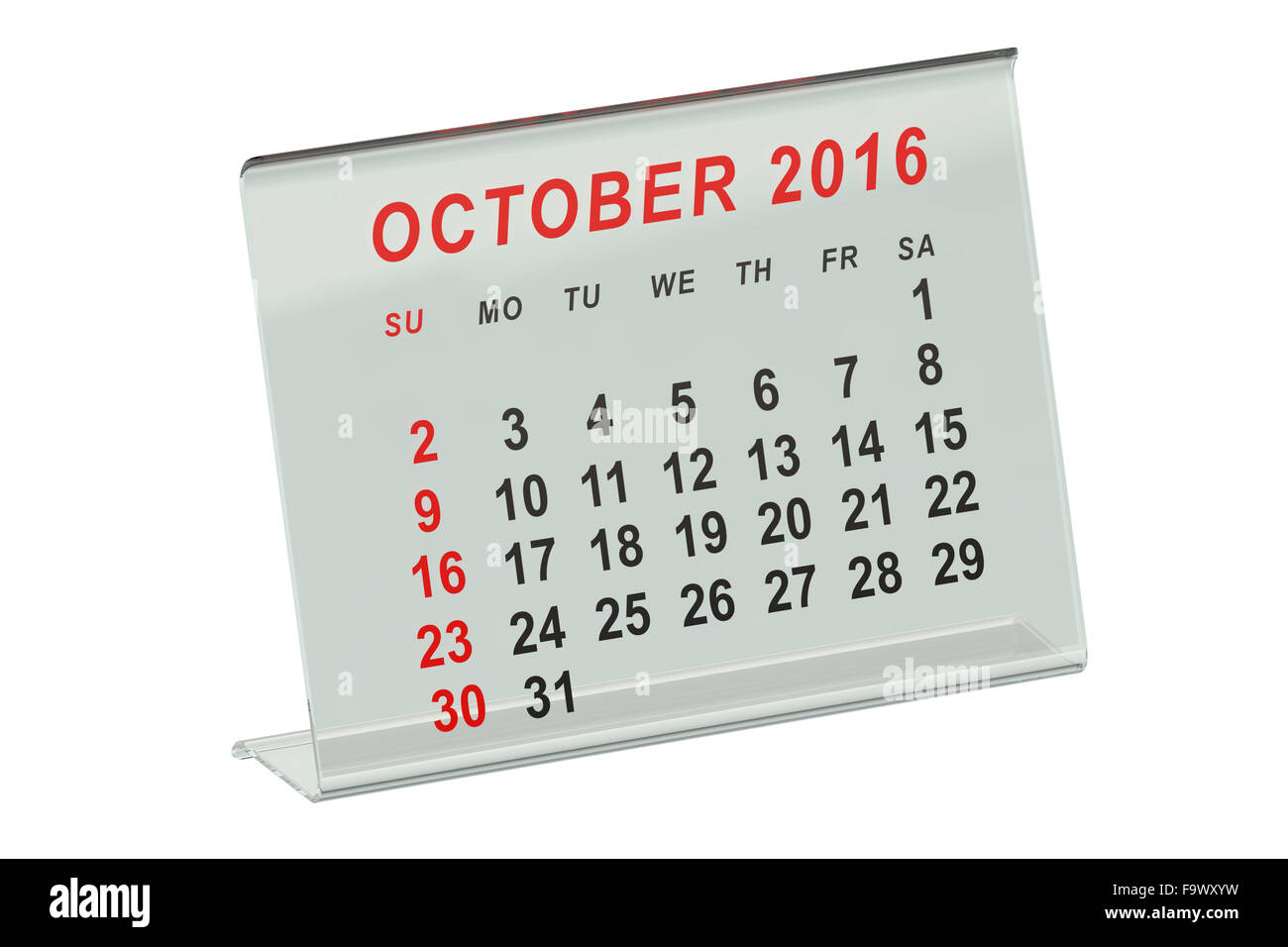 October 2016 calendar isolated on white background Stock Photo - Alamy