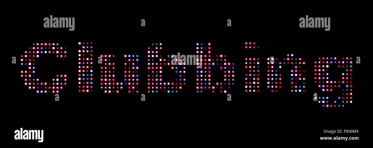 Clubbing led text over black Stock Photo - Alamy