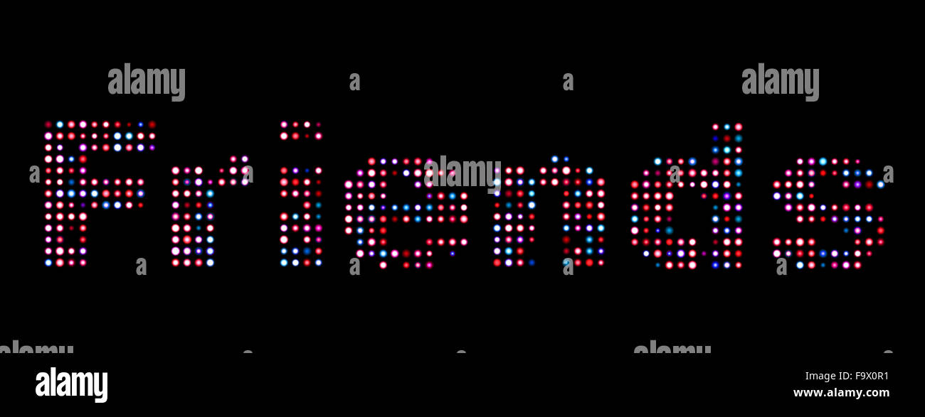 Friends led text over black Stock Photo - Alamy