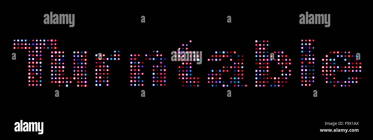 Turntable colorful led text Stock Photo - Alamy