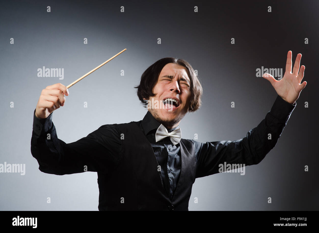 Funny conductor in musical concept Stock Photo - Alamy